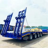 China Air Drum Brake 120ton Low Loader Low Bed Semi Trailer for Multiple Steering Lifting for sale