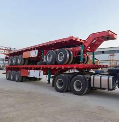 China 3 Axle 20ft 40ft Flatbed Container Trailer with Q345b Main Beam and Customization for sale