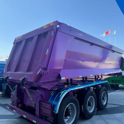 China Durable 3 Axles Sand Stone Transport Hydraulic Rock Mining Tipper Rear Dump Semi Trailer for sale