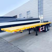 China Twist Lock 3 Axle 50tons Flatbed Container Truck Semi Trailer for All Kinds of Cargo for sale