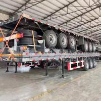 China Twist Lock 3 Axle 50tons Flatbed Container Truck Semi Trailer for All Kinds of Cargo for sale