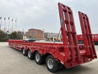 China Mechanical Suspension 80 ton 100 ton Lowbed Semi Trailer for Heavy Machinery Transport for sale