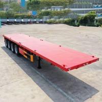 China 3 Axle Flatbed Container Truck Semi Trailer 20ft 40ft Tare Weight 100ton for Your for sale