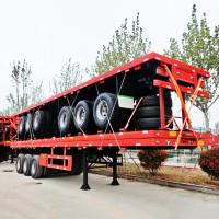 China 3 Axle Flatbed Container Truck Semi Trailer 20ft 40ft Tare Weight 100ton for Your for sale