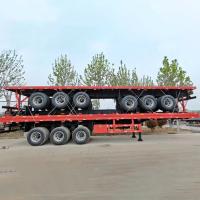 China 3 Axle Flatbed Container Truck Semi Trailer 20ft 40ft Tare Weight 100ton for Your for sale