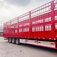 China 3 Axle 60 Tons Pig Sheep Cattle Cargo Transport Stake Fence Trailers for Agricultural for sale