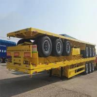 China 3 Axle Flatbed Container Truck Semi Trailer 20ft 40ft Tare Weight 100ton for Your for sale