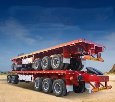 China 20FT 40FT Double Link Flatbed Semi Truck Trailer with and AIR/Mechanical Suspension for sale