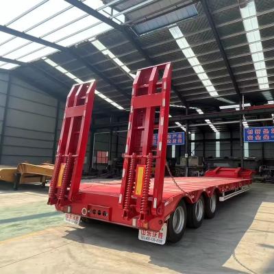 China Heavy Duty Lowbed Type 3 4 Axle Lowboy Truck Trailer Low Bed Semi Trailer for Excavator for sale
