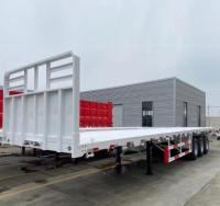 China 3 Axle 40-120ton 20ft 40ft Container Flatbed Truck Semi Trailer with 12 Twist Lock for sale
