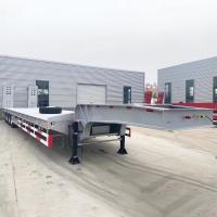 China 3 or 4 Axle Gooseneck Lowbed Semi-Trailer with 60-100 Tons Capacity and Steel Flatbed for sale