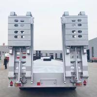 China 3 or 4 Axle Gooseneck Lowbed Semi-Trailer with 60-100 Tons Capacity and Steel Flatbed for sale