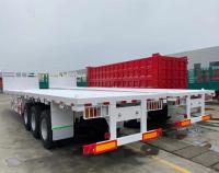 China Customized 3 Axles 40FT Container Flat Bed Semi Truck Trailers with Max Payload 100tons for sale
