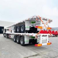 China Customized 3 Axles 40FT Container Flat Bed Semi Truck Trailers with Max Payload 100tons for sale