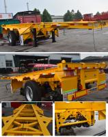 China Heavy Duty Landing Gear 28t Steel Cross-border Container Transport Skeleton Semi Trailer for sale