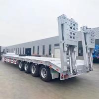 China Transport Heavy Duty Equipment 4 Axles Double Hydraulic Ladder Low Bed Semi Trailer for sale
