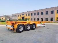 China Top Ranking 3 Axle Container Skeleton Trailer with Steel and 28ton/pc Landing Gear for sale