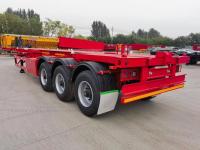 China 50T 3 Axle Container Skeleton Semi Trailer with 9.0-20*12pcs 90 Rim in Red and Yellow for sale