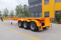 China 50T 3 Axle Container Skeleton Semi Trailer with 9.0-20*12pcs 90 Rim in Red and Yellow for sale
