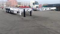 China 50T 3 Axle Container Skeleton Semi Trailer with 9.0-20*12pcs 90 Rim in Red and Yellow for sale