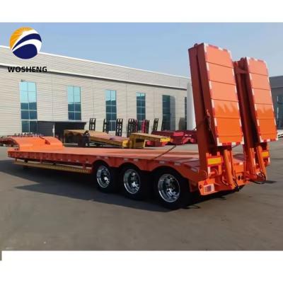 China Truck Trailer 3 Axles 40ft Low Bed Semi Trailer for Heavy Vehicle Transportation for sale