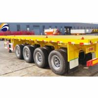 China Outside 12400*2610*1550mm 3 Axle 4 Axle Flatbed Semi Trailer for 20FT 40FT Container for sale
