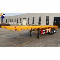 China Outside 12400*2610*1550mm 3 Axle 4 Axle Flatbed Semi Trailer for 20FT 40FT Container for sale