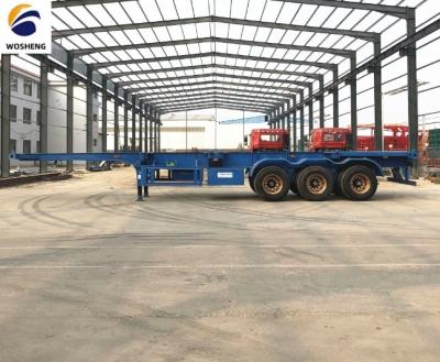 China WOSHENG Tri-Axle 40FT 3 Axles 40 Ton Loading Chassis Skeleton Semi Trailer with Materials for sale