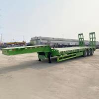China Customizable 3axle 40-80ton Hydraulic Ladder Loader Drop Deck Lowboy Trailer for Zimbabwe for sale