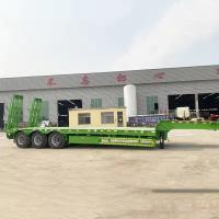 China Customizable 3axle 40-80ton Hydraulic Ladder Loader Drop Deck Lowboy Trailer for Zimbabwe for sale