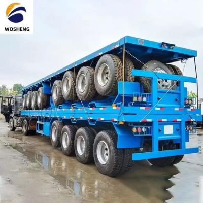 China Lowest 30T-100T Semi-Trailer 20ft-45ft Container Truck 2-4 Axle Flatbed Rim 9.0-22.5 for sale