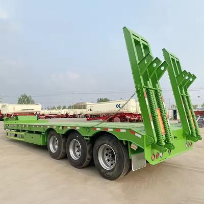 China 150T Max Payload Lowbed Semi Trailer Trucks Tractor Trailer with Heavy Duty Landing Gear for sale