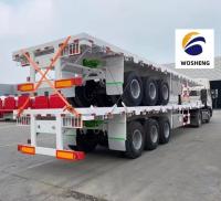 China Lowest 30T-100T Semi-Trailer 20ft-45ft Container Truck 2-4 Axle Flatbed Rim 9.0-22.5 for sale