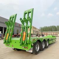 China 150T Max Payload Lowbed Semi Trailer Trucks Tractor Trailer with Heavy Duty Landing Gear for sale