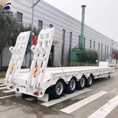 China Mechanical Suspension Lowbed Truck Semi Trailer With Mechanical Ladder for Zimbabwe for sale