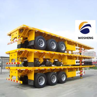 China 40-80tons Capacity Flatbed Semi Trailer 3 4 Axles 12R22.5 Tires Steel Material for sale