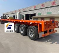 China 40-80tons Capacity Flatbed Semi Trailer 3 4 Axles 12R22.5 Tires Steel Material for sale