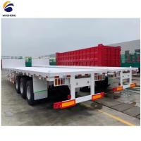 China Directly Sell 3 Axles Flat Bed Semi Trailers Flatbed Container Trailer Tire 12R22.5 for sale