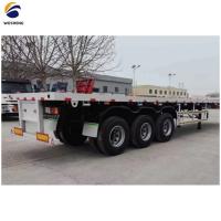 China Directly Sell 3 Axles Flat Bed Semi Trailers Flatbed Container Trailer Tire 12R22.5 for sale