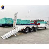 China Steel LowBed Semi Trailer for Zimbabwe 3-Axle 40-80ton Hydraulic Ladder Loader Drop Deck for sale