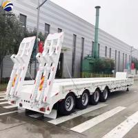 China Steel LowBed Semi Trailer for Zimbabwe 3-Axle 40-80ton Hydraulic Ladder Loader Drop Deck for sale