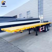 China Directly Sell 3 Axles Flat Bed Semi Trailers Flatbed Container Trailer Tire 12R22.5 for sale