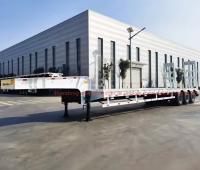 China Steel LowBed Semi Trailer for Zimbabwe 3-Axle 40-80ton Hydraulic Ladder Loader Drop Deck for sale