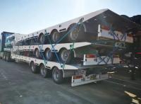 China Steel LowBed Semi Trailer for Zimbabwe 3-Axle 40-80ton Hydraulic Ladder Loader Drop Deck for sale