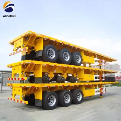 China 4 Axle Container Truck Semi Trailer 20ft 40ft Flatbed Trailer with 12R22.5 Tires for sale