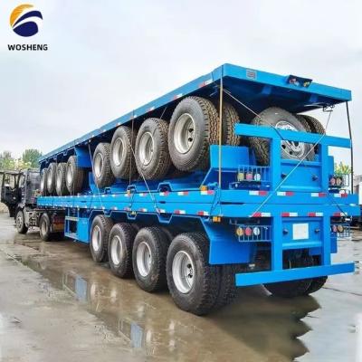 China Steel Max Payload 20T-80T Container Trailer Flatbed Semi Trailer with Steel by Wosheng for sale