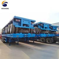 China Steel Max Payload 20T-80T Container Trailer Flatbed Semi Trailer with Steel by Wosheng for sale
