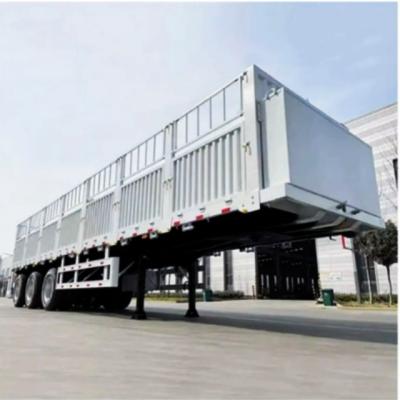 China 3 Axle 60 100Tons Transport Farm Cargo Building Materials Fence Semi Trailer Top- Steel for sale