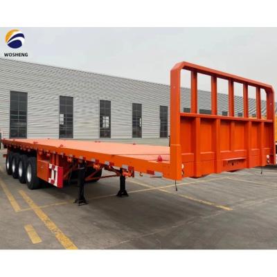 China 40FT Flatbed Trailer 3 Axle Container Truck with Double Tires 12400*2610*1550mm Steel for sale