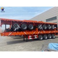 China 40FT Flatbed Trailer 3 Axle Container Truck with Double Tires 12400*2610*1550mm Steel for sale